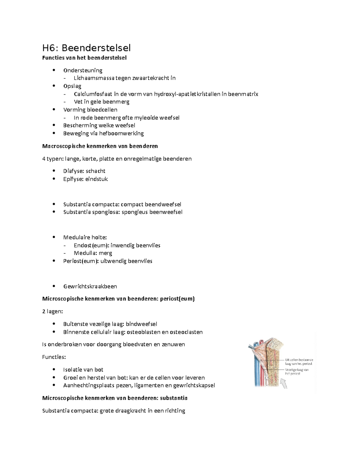 Anatomie h6 beenderstelsel - H6: Beenderstelsel Functies van het ...