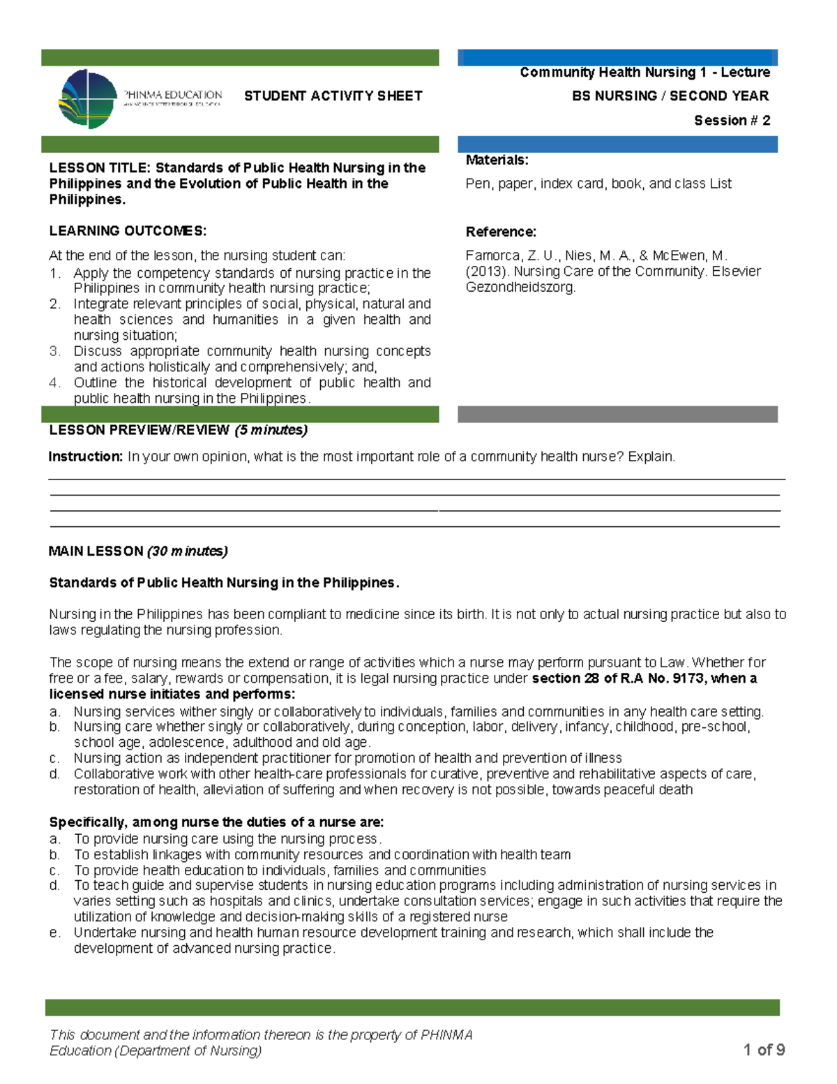 CHN1 Lec Session #2 SAS - Student Activity Sheets - This document and ...