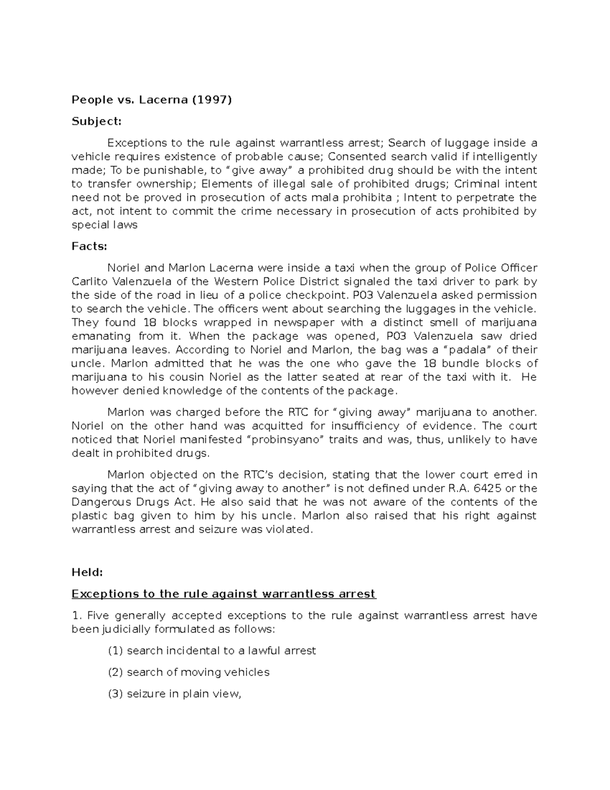 279074239 2 People vs Lacerna 1997 - People vs. Lacerna (1997) Subject ...