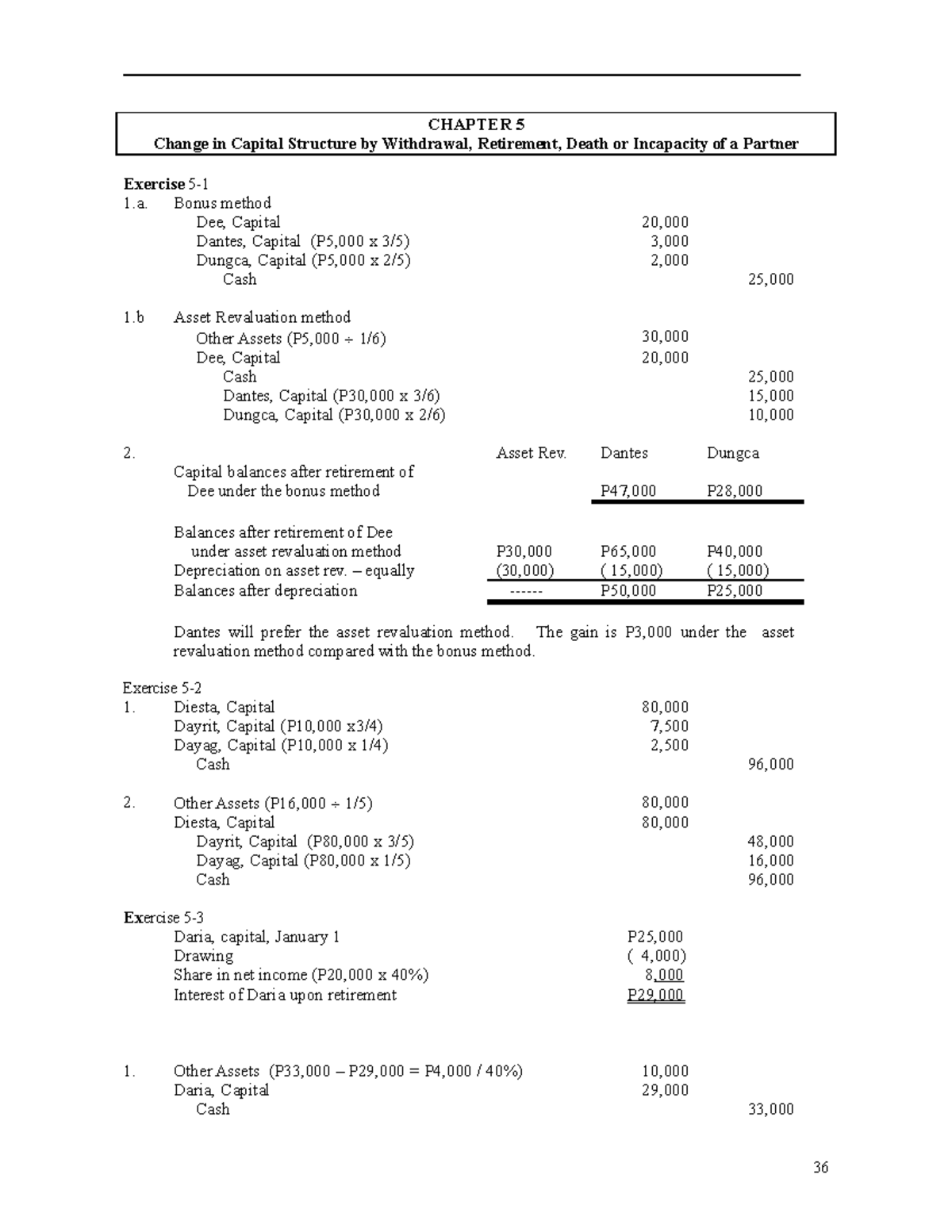 Pdfcoffee - Answer Key - Change in Capital Structure by Withdrawal, Retirement, Death or ...