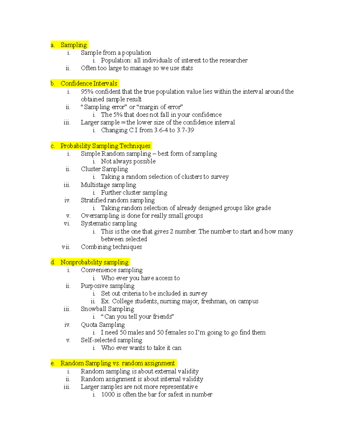 Ch. 7 Sampling - Ch. 7 Notes - a. Sampling i. Sample from a population ...