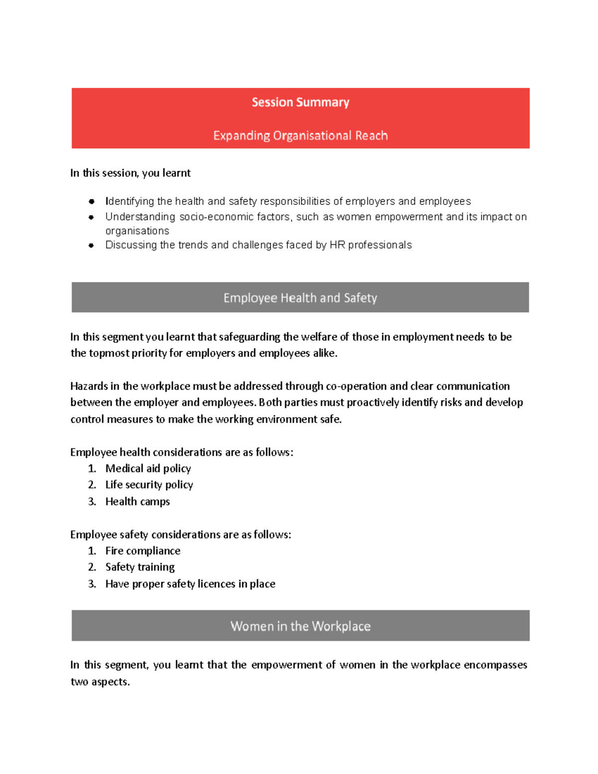 16 - session summary - In this session, you learnt Identifying the ...
