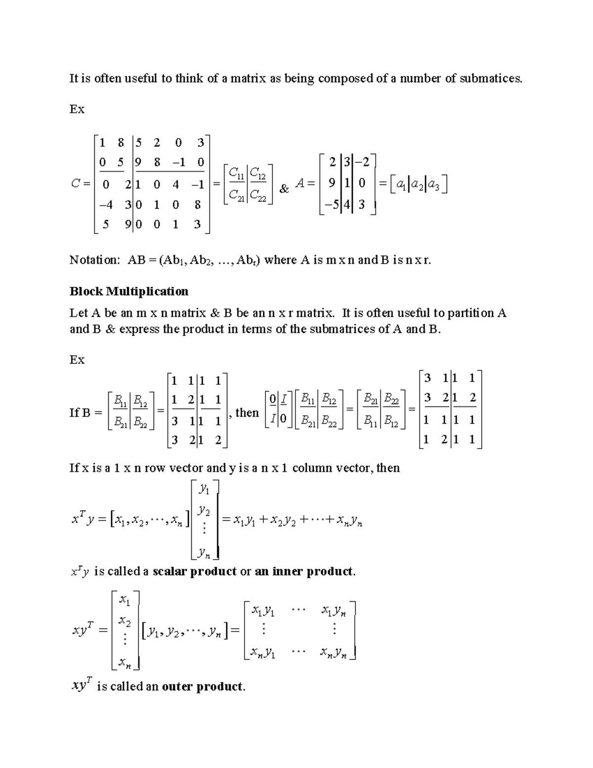 Block Multiplication and LU Factorization - It is often useful to think ...