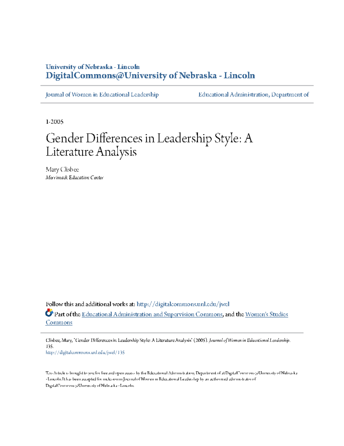 A Literature Analysis - Lecture notes 1 - University of Nebraska ...