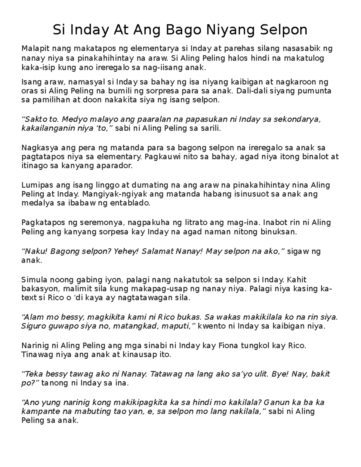 Si Inday At Ang Bago Niyang Selpon - Si Inday At Ang Bago Niyang Selpon ...