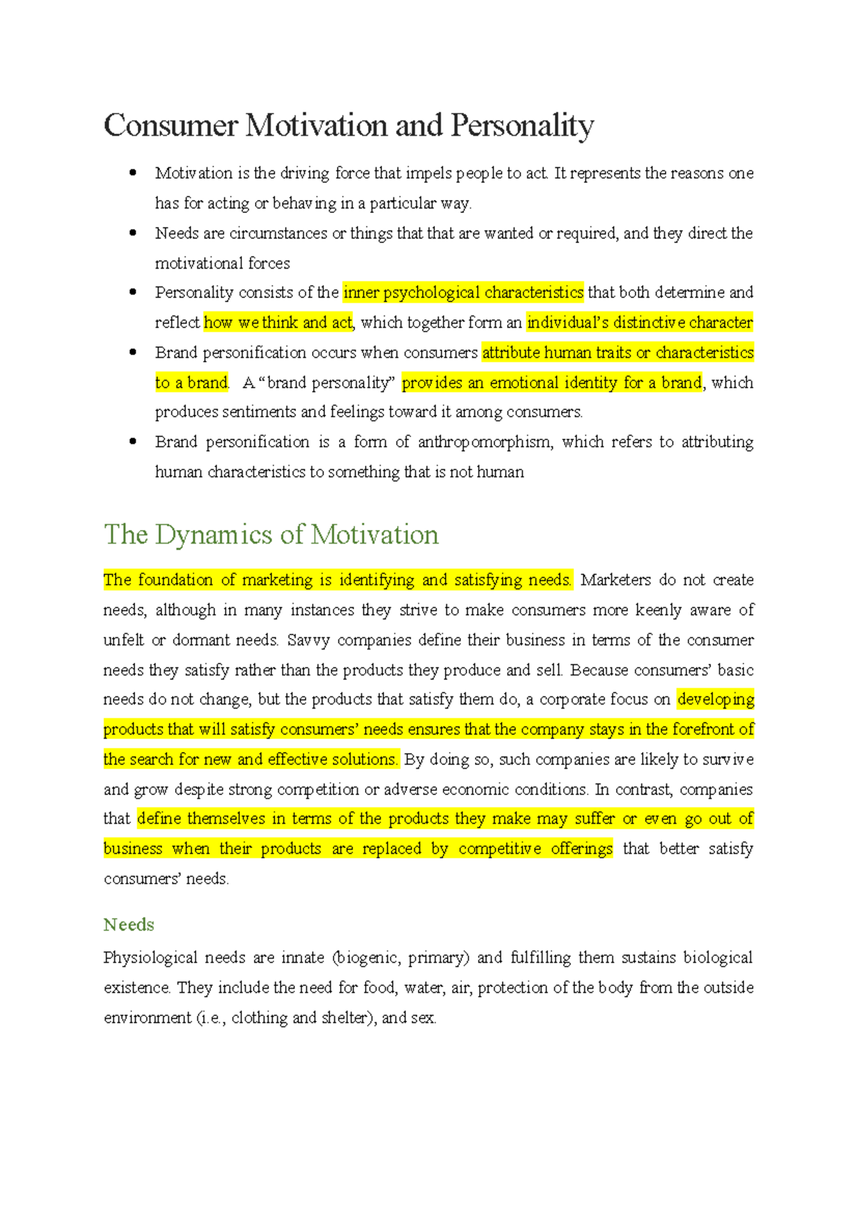 3.Consumer Motivation and Personality - It represents the reasons one ...