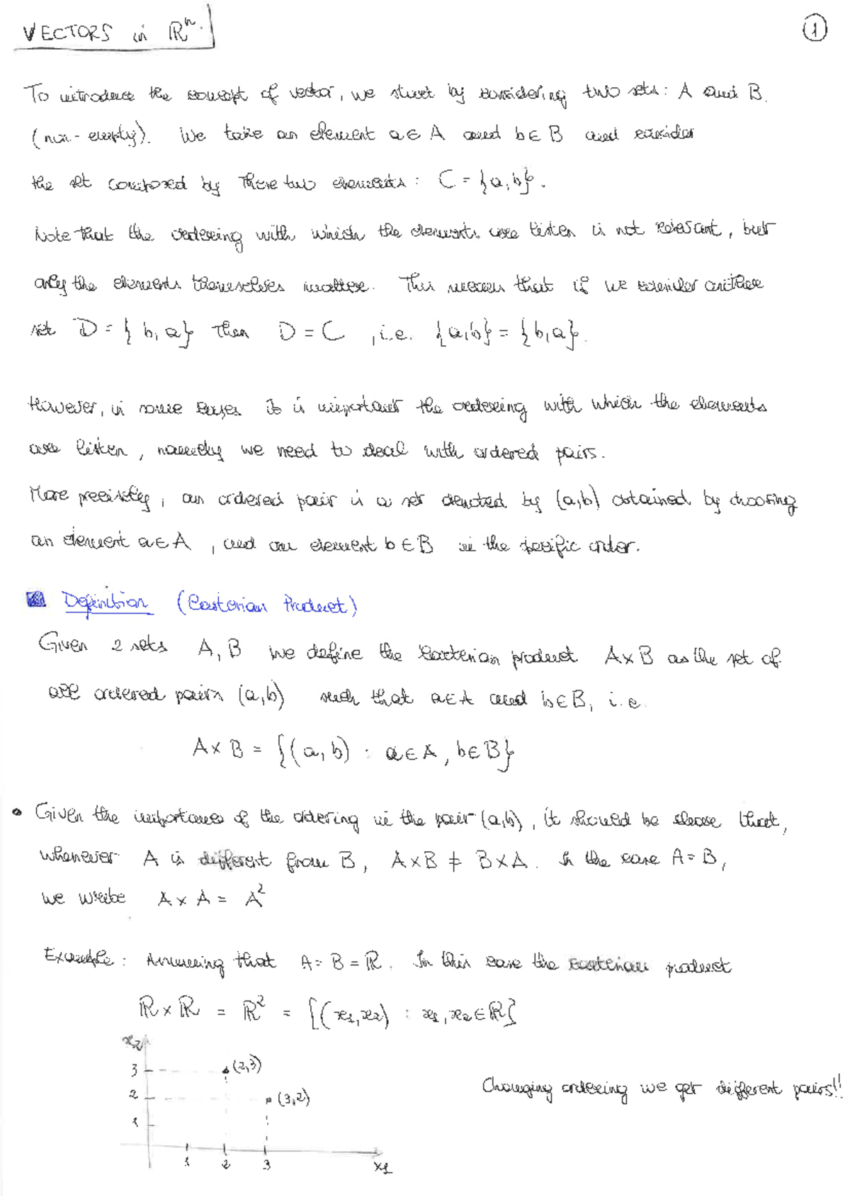 Financial Maths Part 1 Appunti Prof Vectors In Rr 1 To Introduce The