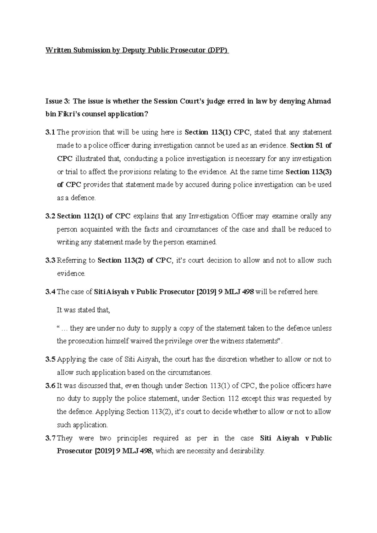 Written Submission by DPP Issue 345 - Written Submission by Deputy ...