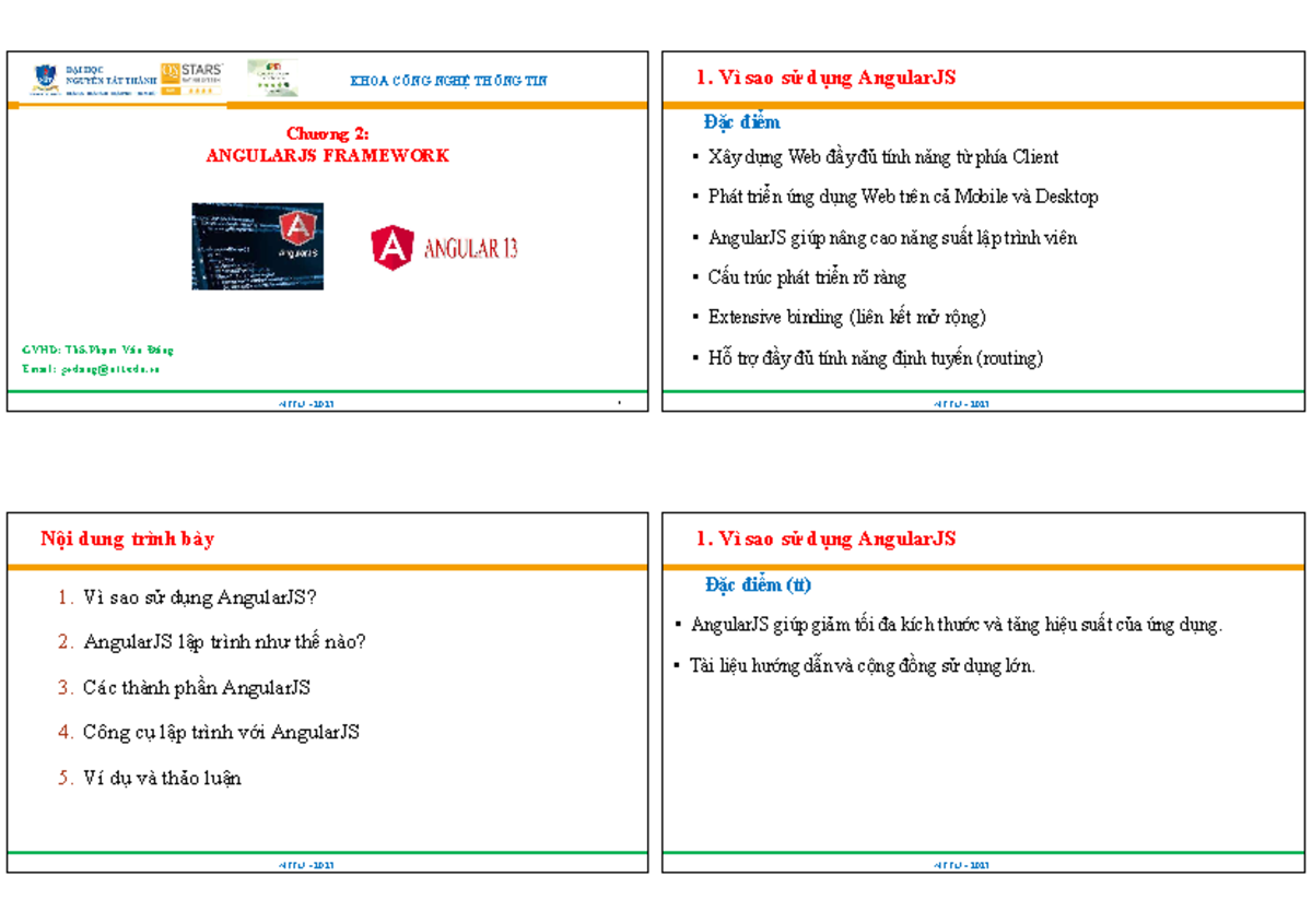 Chương 2-Angular JS Framework - NTTU - 2023 Chương 2: ANGULARJS ...