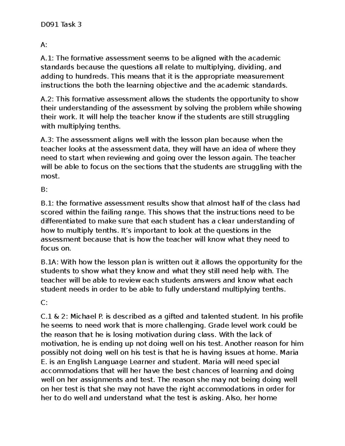 D091 Task 3^ - Got it right the first try - D091 - Studocu