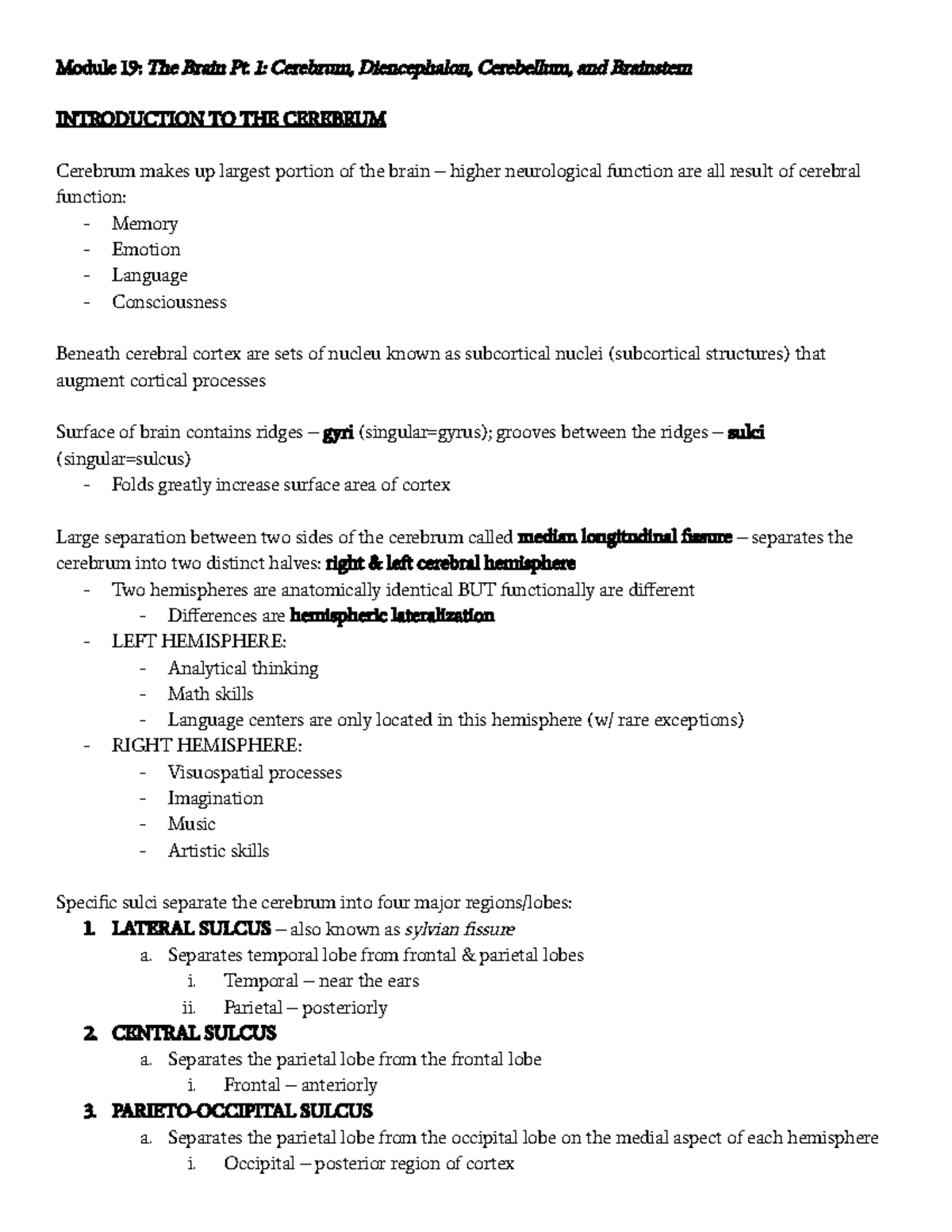 Anat 337 - mod 19 - Professor Stahm - Module 19: The Brain Pt. 1 ...