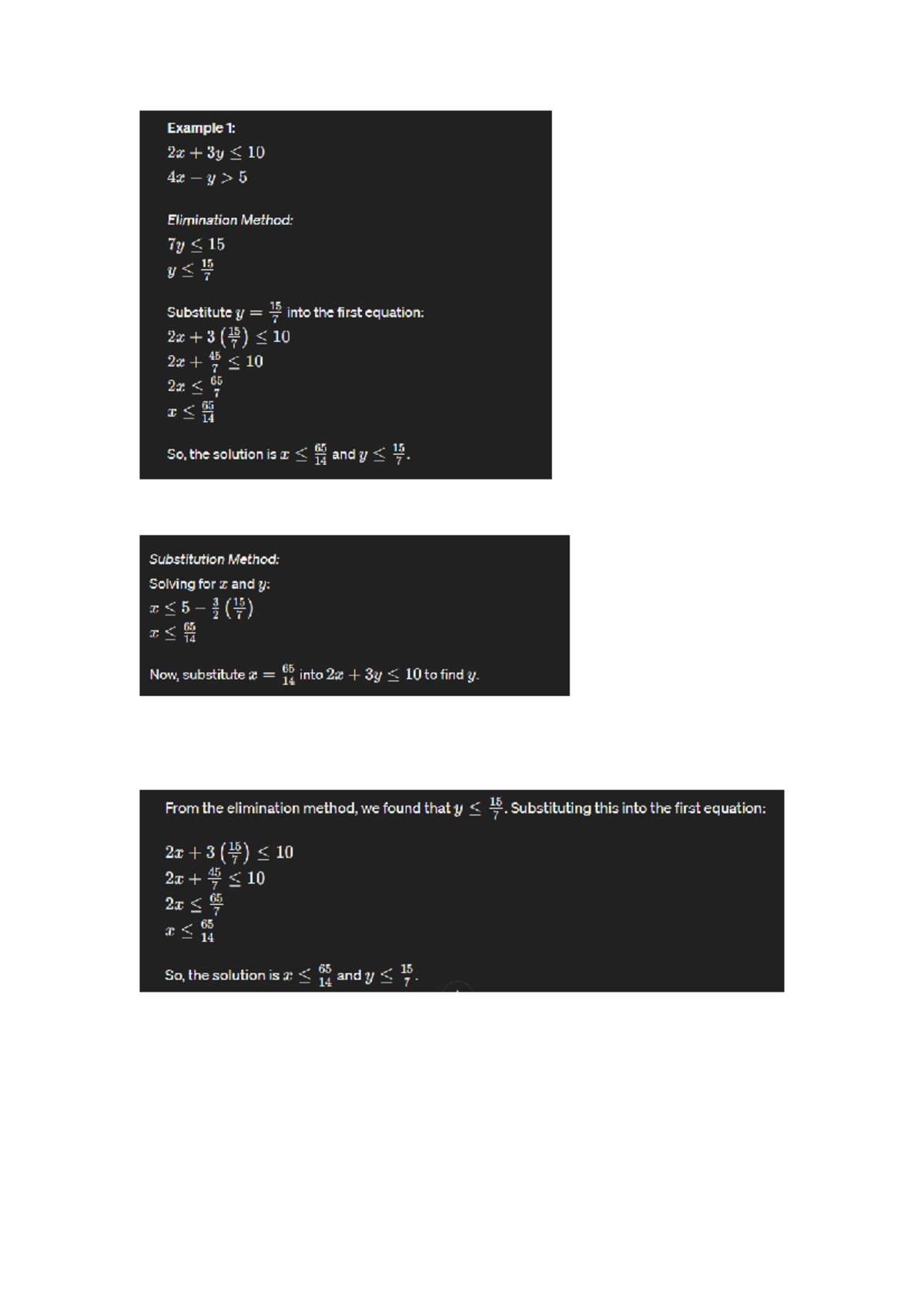 Man scie - meow - Example 1: 2x 3y 10 4x y 5 Elimination Method: 7y 15 ...