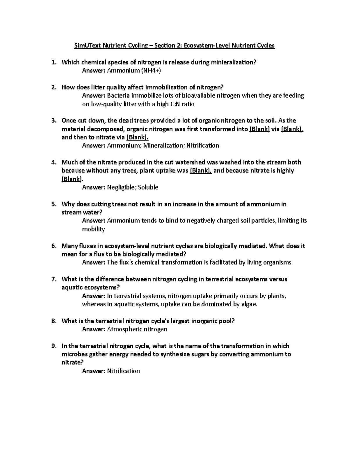 Sim UText Nutrient Cycling – Section 2- Ecosystem-Level Nutrient Cycles ...