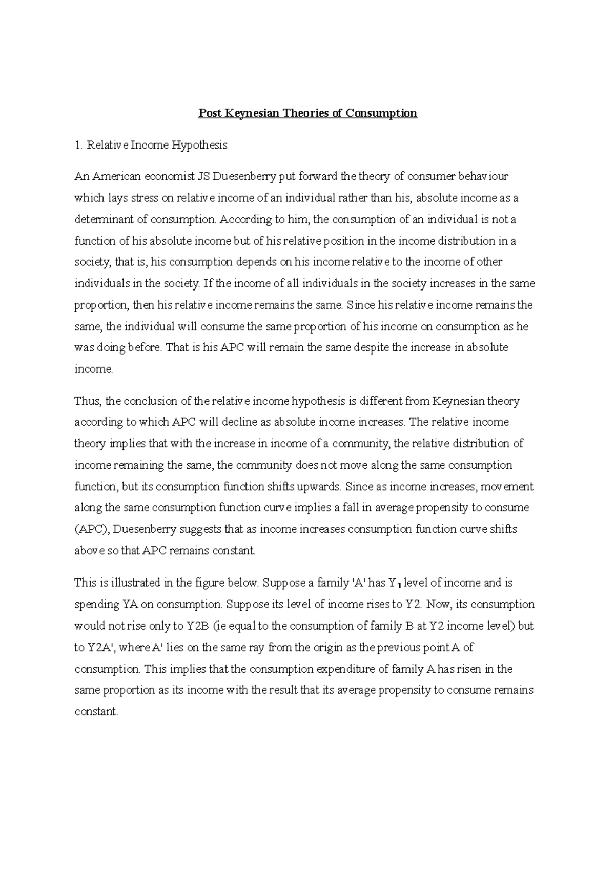 Relative hypothesis assaignment - Post Keynesian Theories of ...