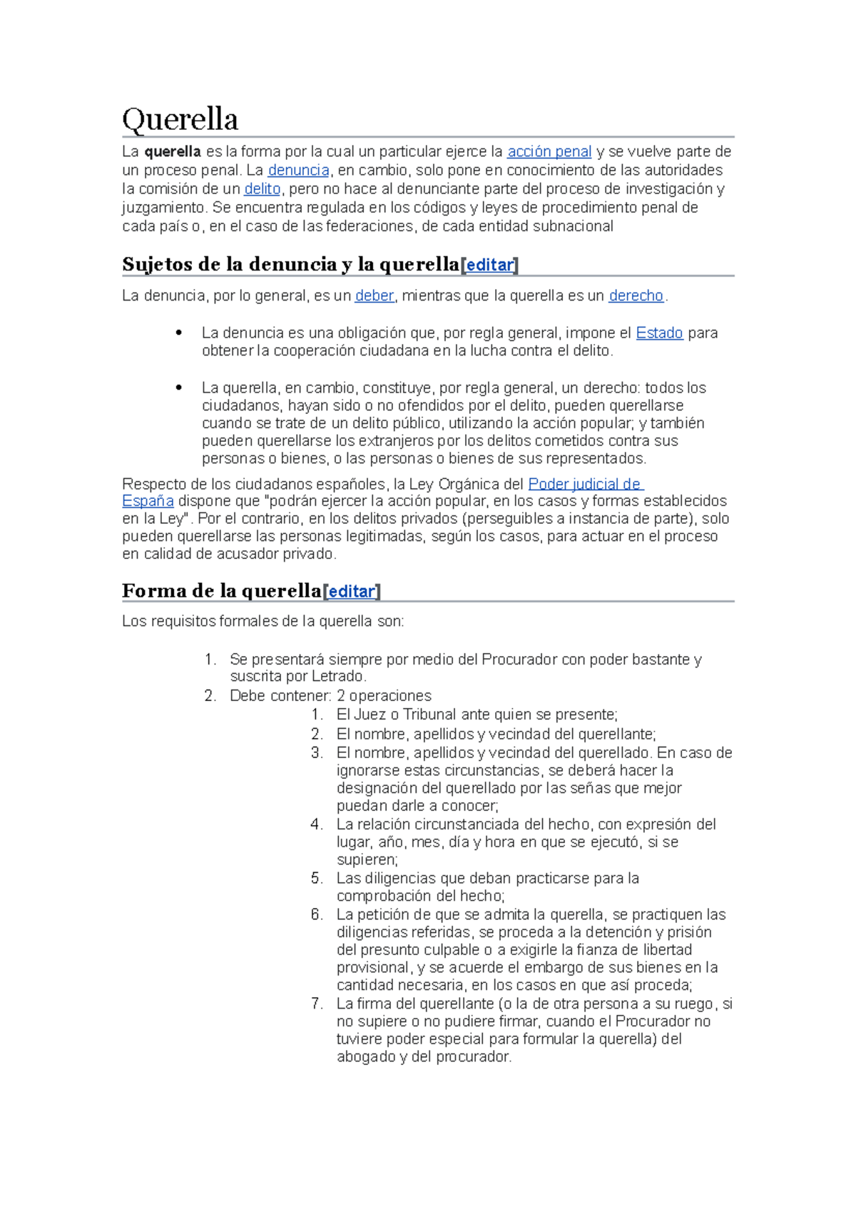 Querrellante (definicion y mas) - Querella La querella es la forma por ...