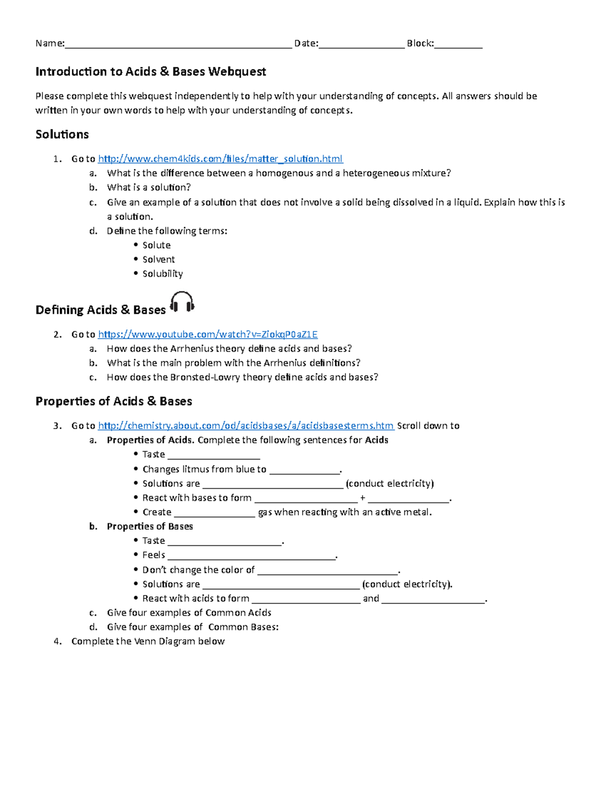 Acids Bases Webquest - Idk - Name ...