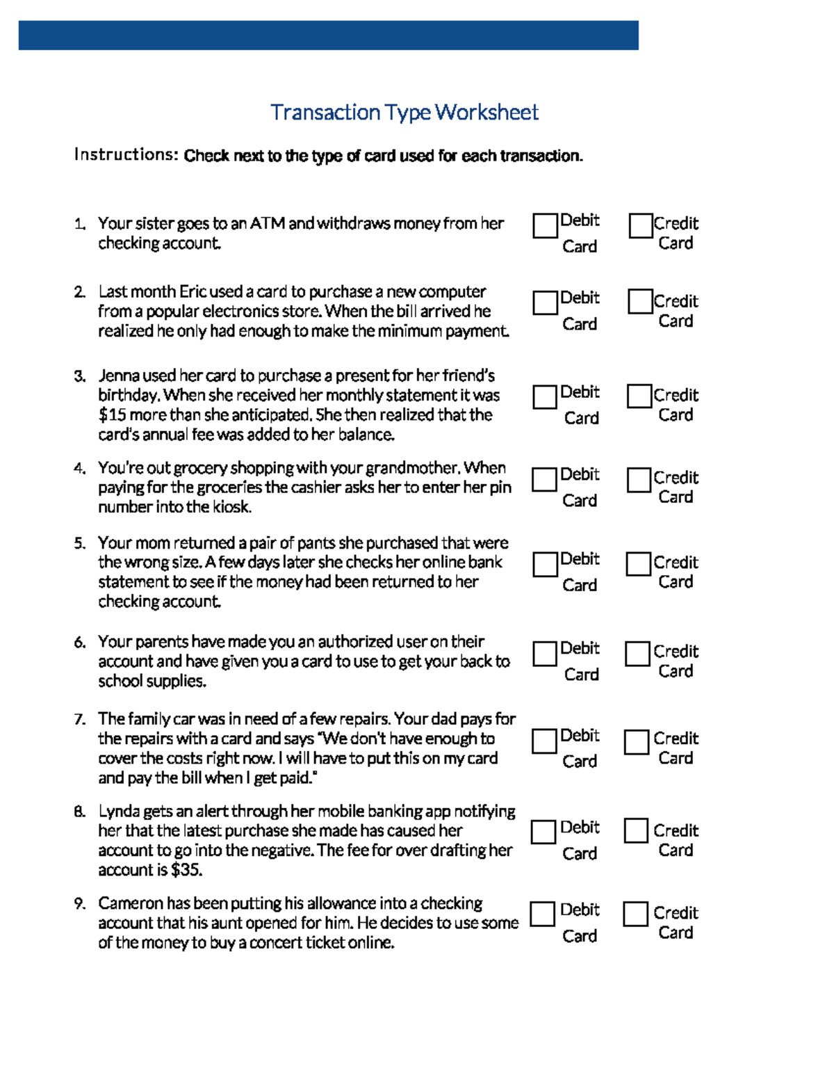 Future Smart Module-3 Transaction Type Worksheet Final - Studocu