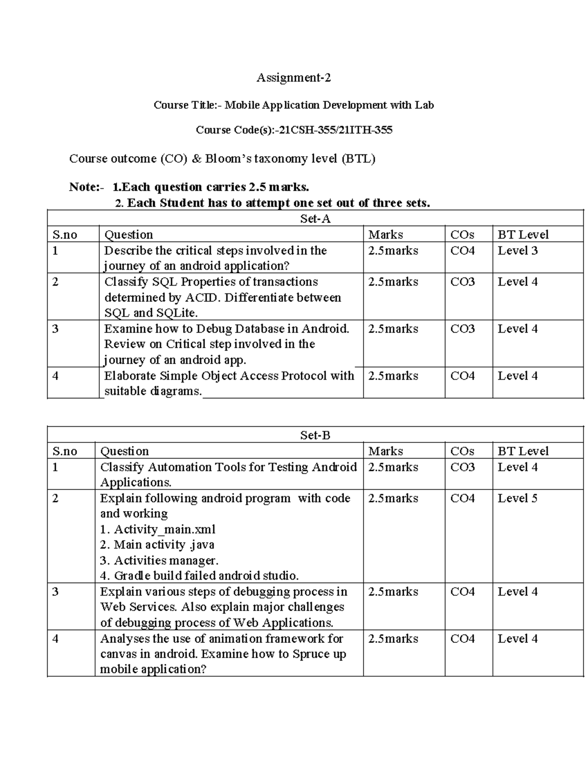 Assignment-2 (2) - Assignment- Course Title:- Mobile Application Development with Lab Course ...