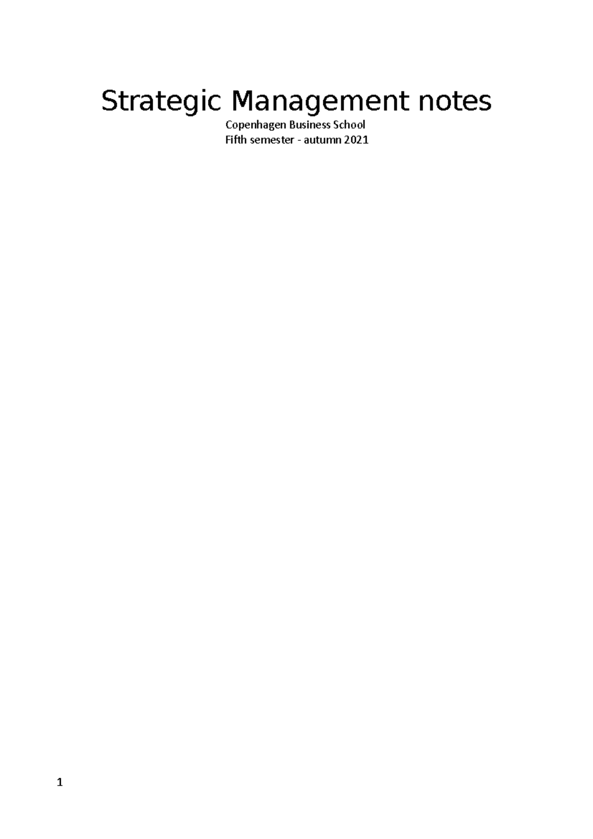 Strategic Management full collection of lecture notes - Strategic ...