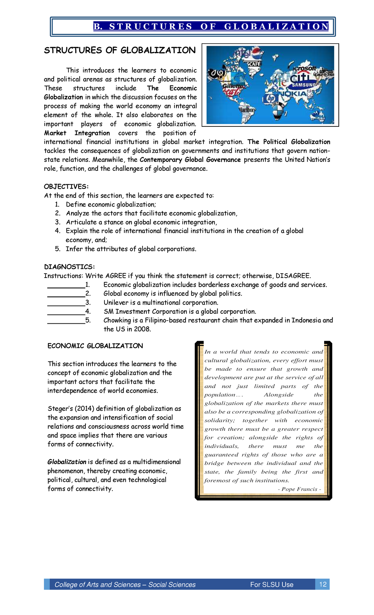 Economic Globalization - College of Arts and Sciences – Social Sciences ...