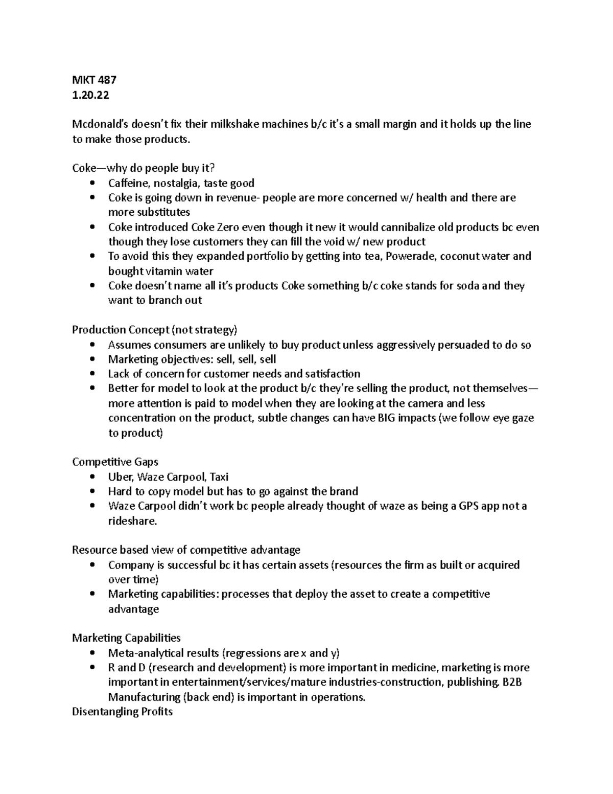 487 study guide - MKT - MKT 487 1. Mcdonald’s doesn’t fix their ...