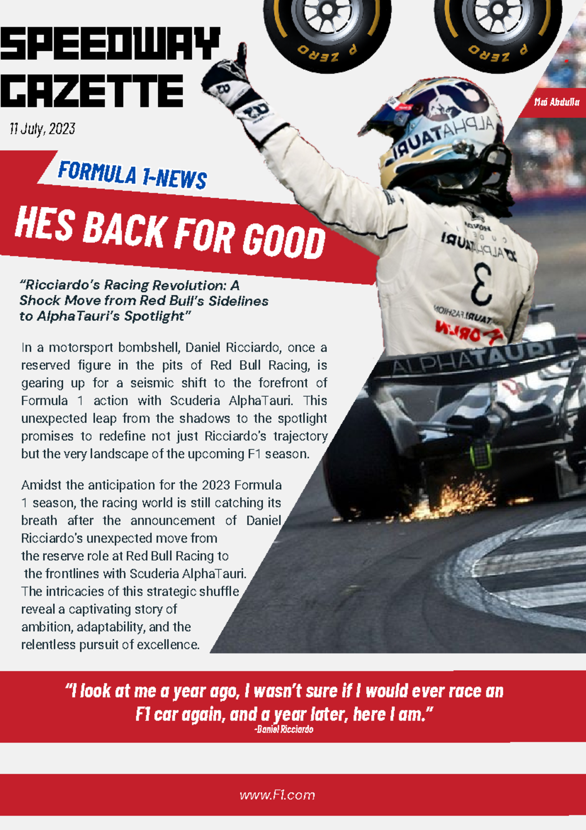 Report RIC3 - FORMULA 1-NEWSFORMULA 1-NEWS SpeedWay Gazette 11 July ...