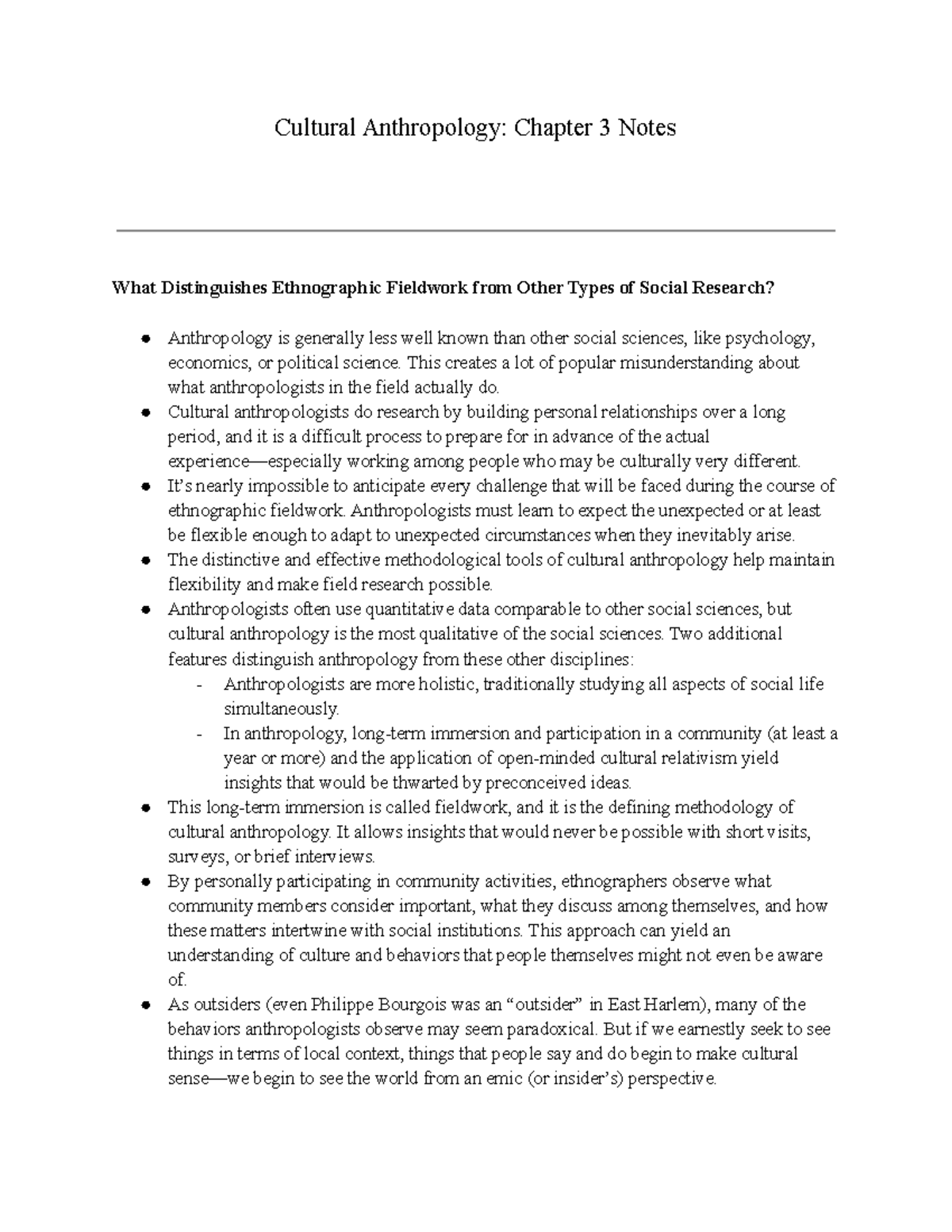 Anthropology Chapter 3 Notes - Cultural Anthropology: Chapter 3 Notes ...