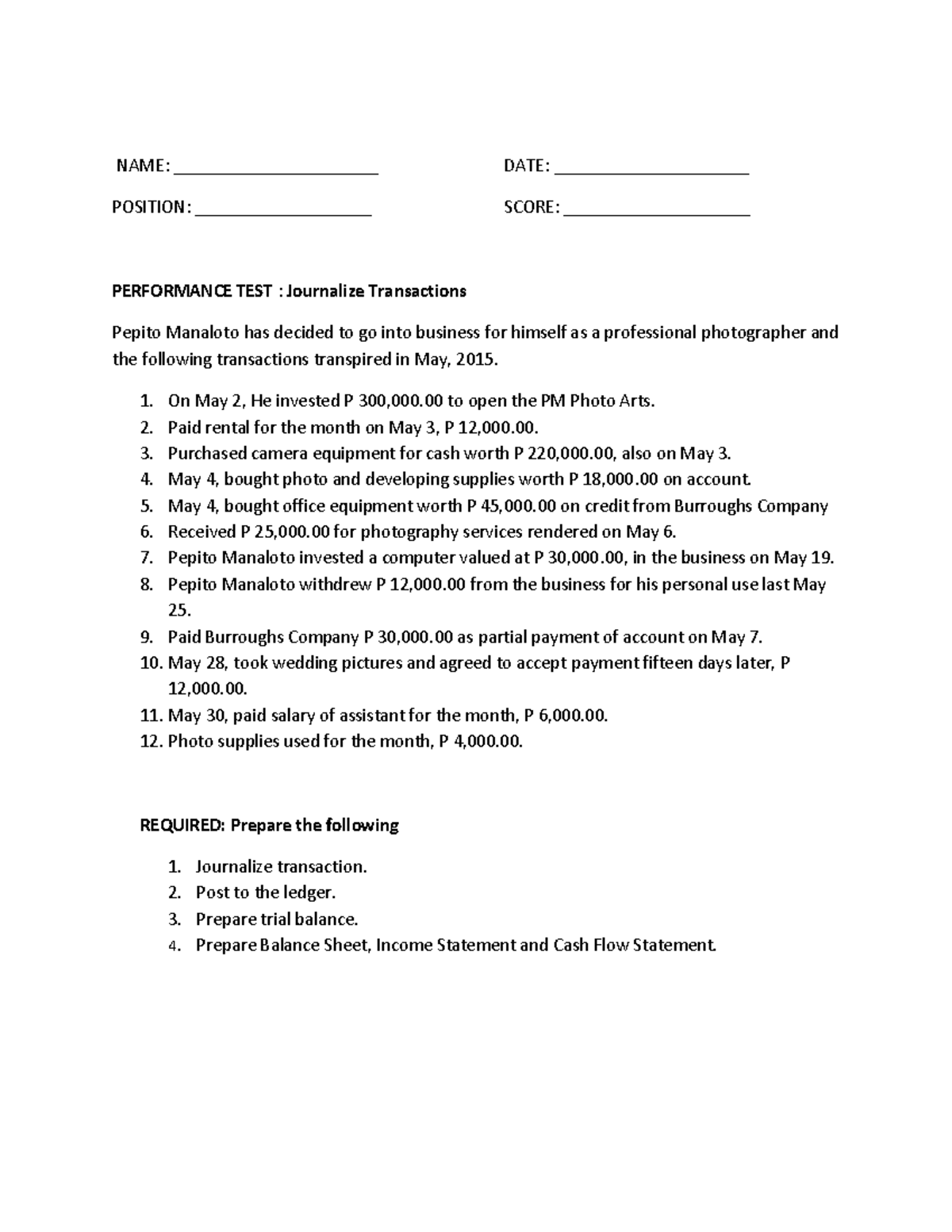 Accounting EXAM (New MMM) - NAME: ______________________ DATE ...