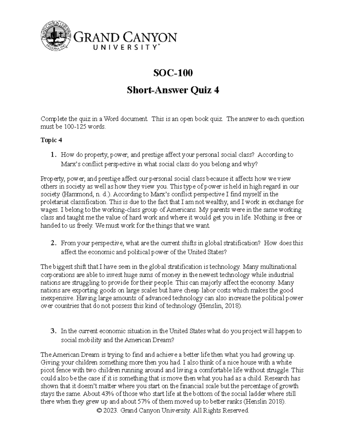 Topic 4 quiz 4 - discussion questions - SOC- Short-Answer Quiz 4 ...