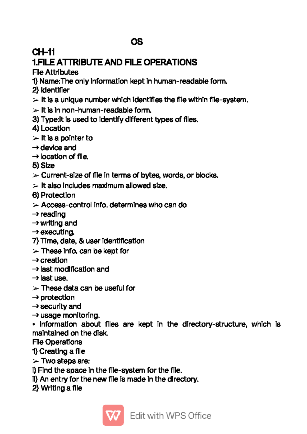 DOC-20231010-WA0002 - OS CH- 11 1 .FILE ATTRIBUTE AND FILE OPERATIONS ...