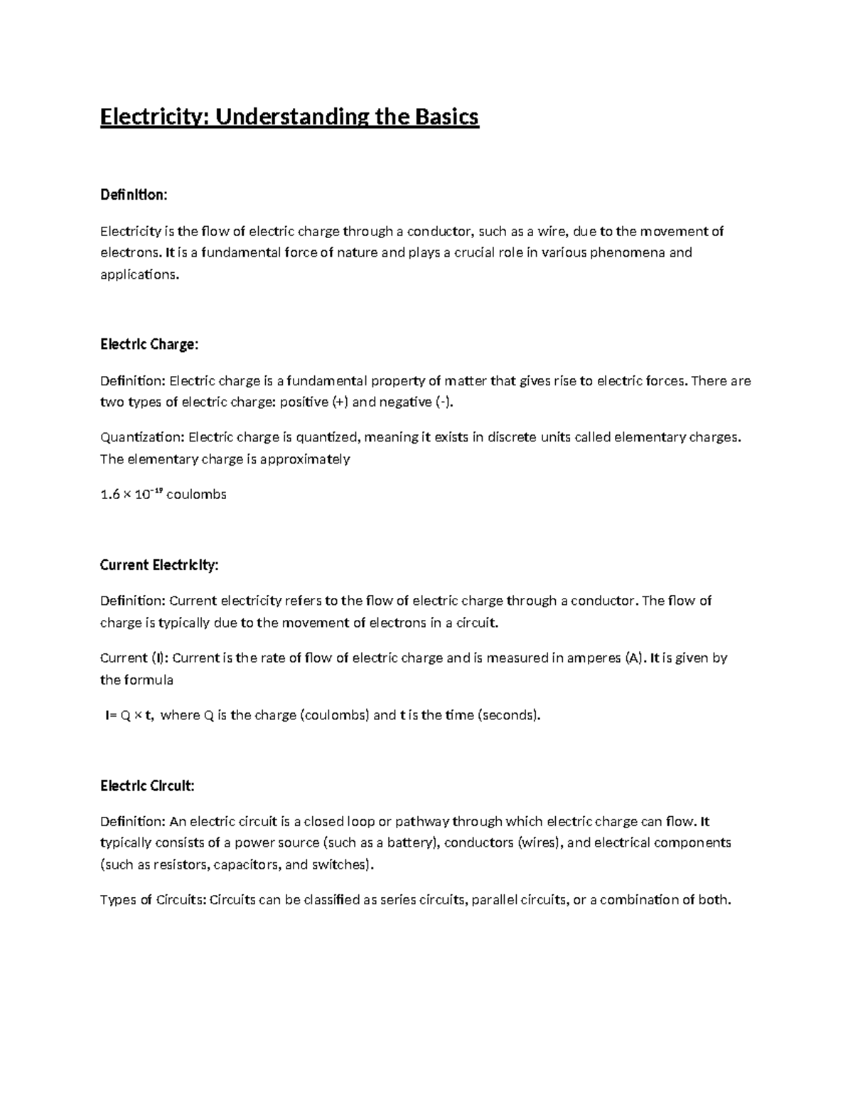 Phy doc 4 - Information on science - Electricity: Understanding the ...