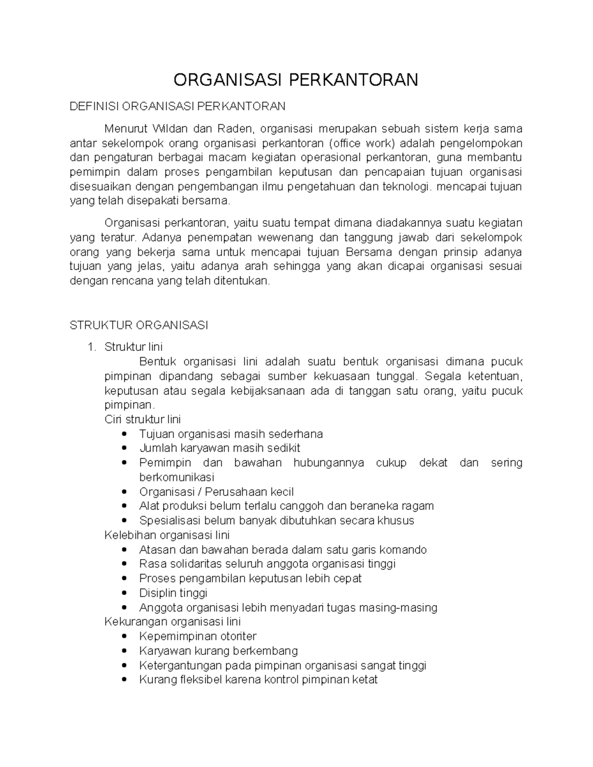 Organisasi Perkantoran - mencapai tujuan yang telah disepakati bersama ...