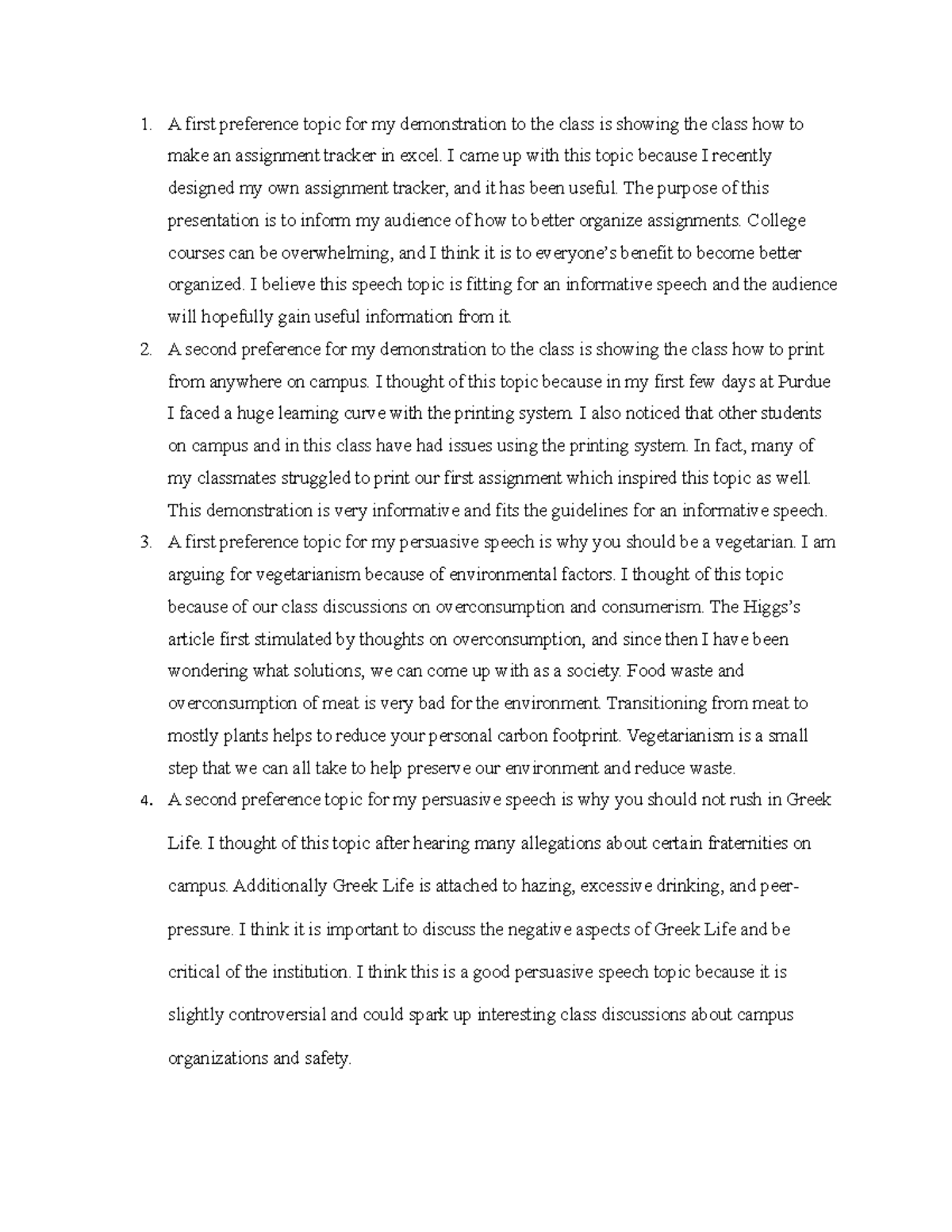 SCLA Writing Assignment #2 - A first preference topic for my ...