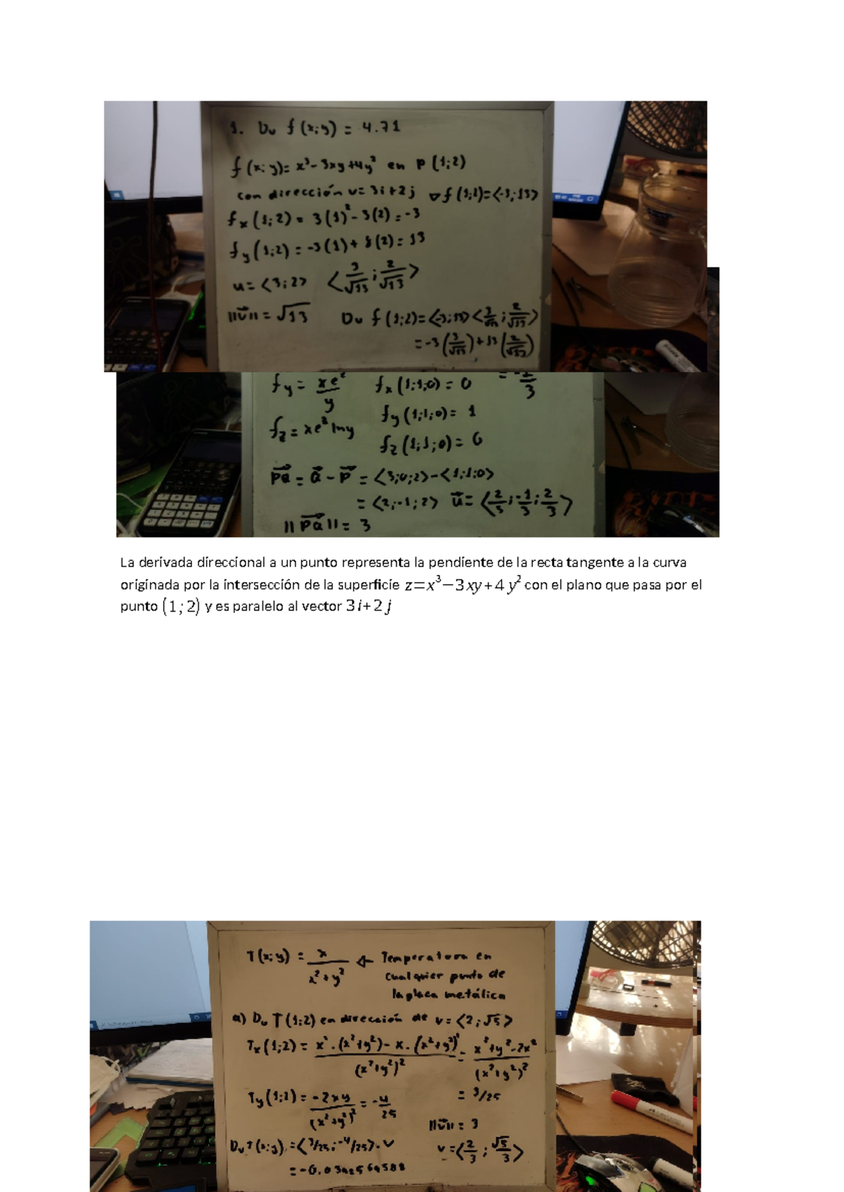 Lista de ejercicios 4 - Cálculo 2 - La derivada direccional a un punto representa la pendiente ...
