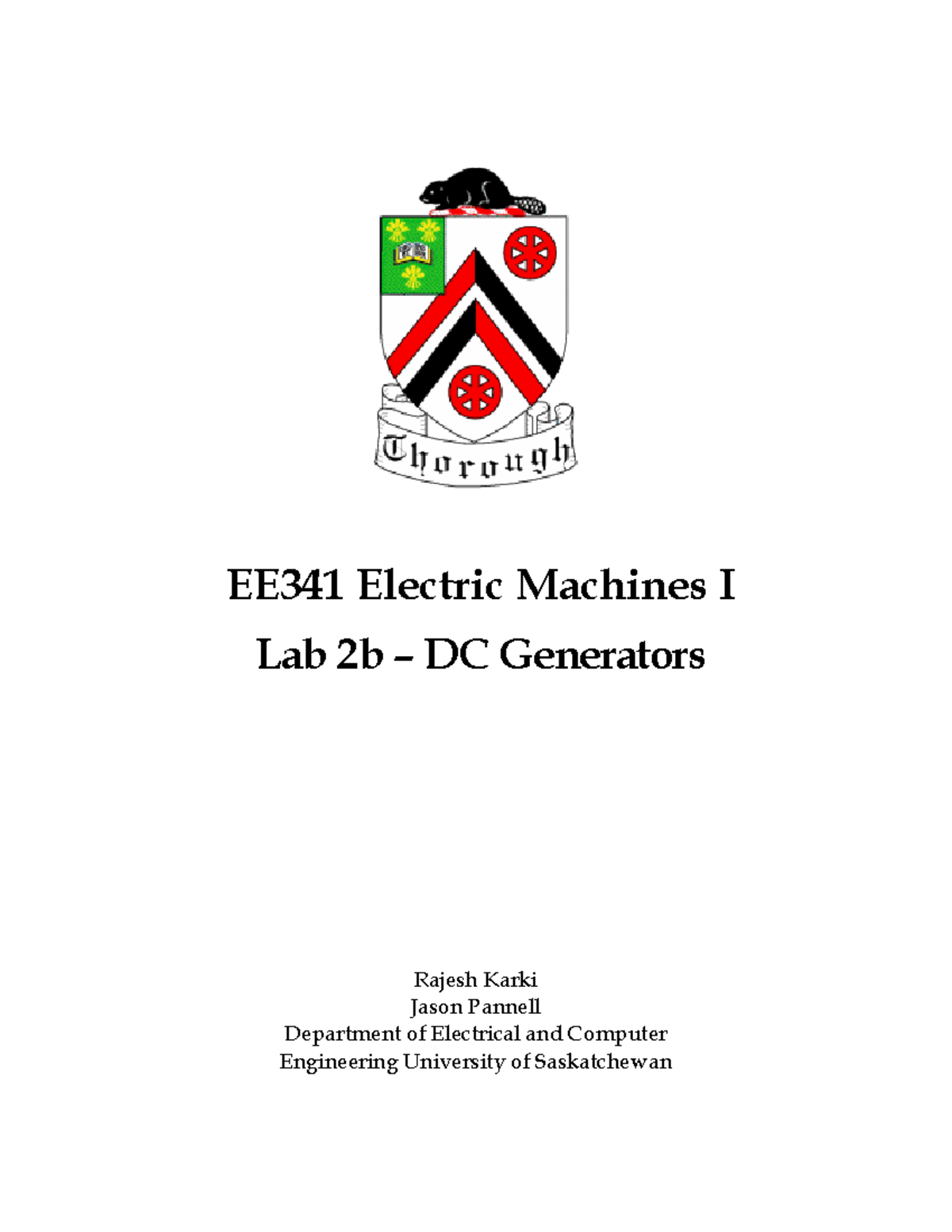 Lab 2 - DC Machines Part B 2018 - EE341 Electric Machines I Lab 2b – DC Generators Rajesh Karki ...