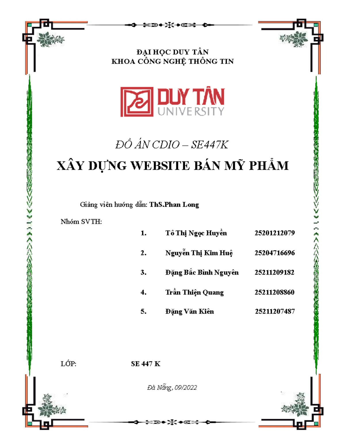 BAO CAO DO AN CDIO - FFFFFFFFFFFFFF - ĐẠI HỌC DUY TÂN KHOA CÔNG NGHỆ ...