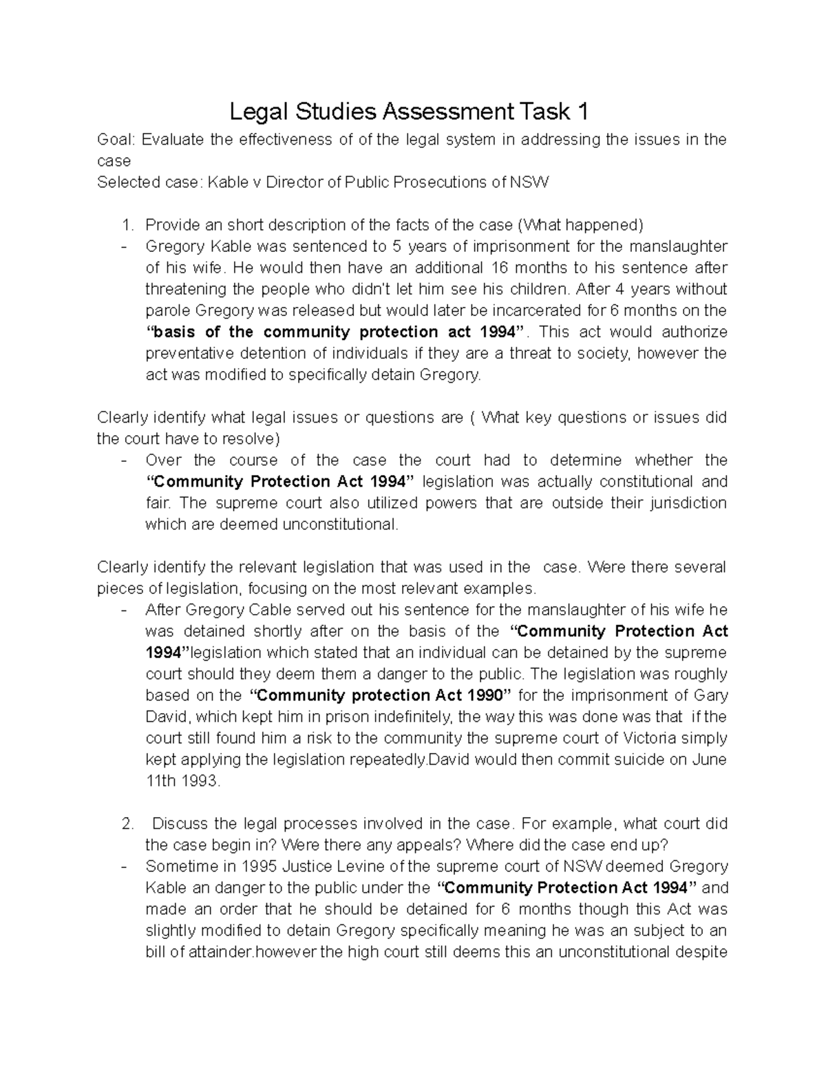 Krish Singh Legal Assessment Task 1 Transcript - Legal Studies ...