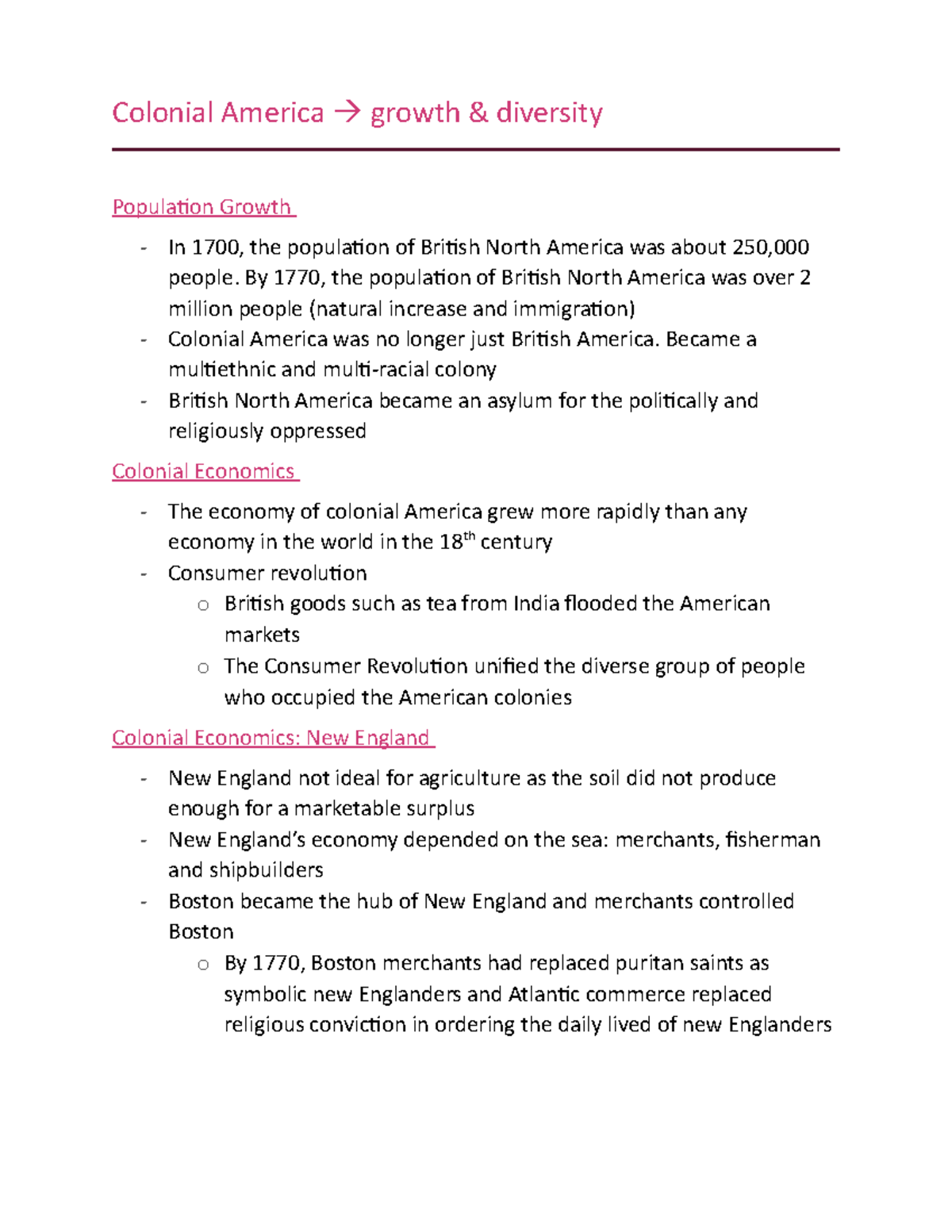 Colonial America - By 1770, the population of British North America was ...