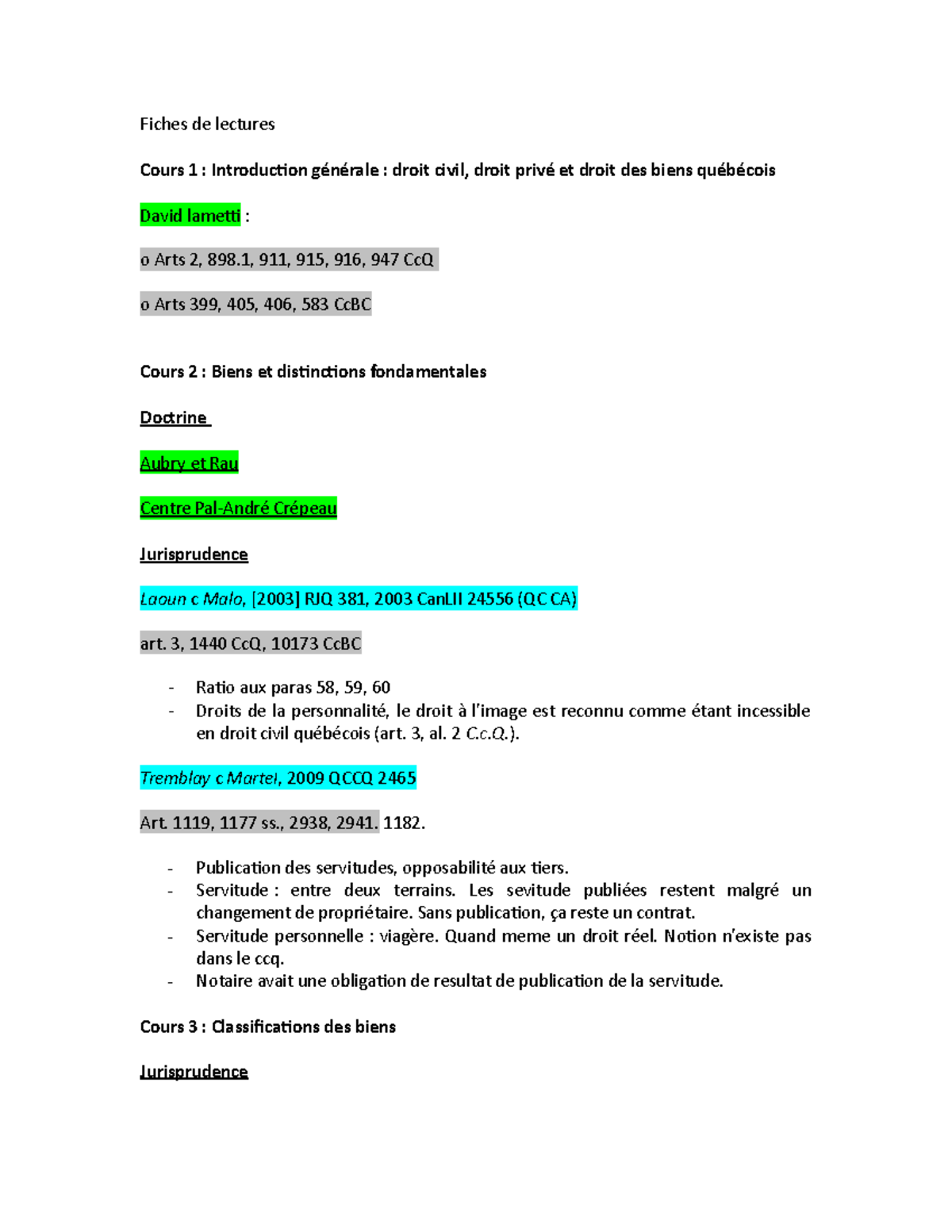 Fiches de lectures - Fiches de lectures Cours 1 : Introduction générale ...