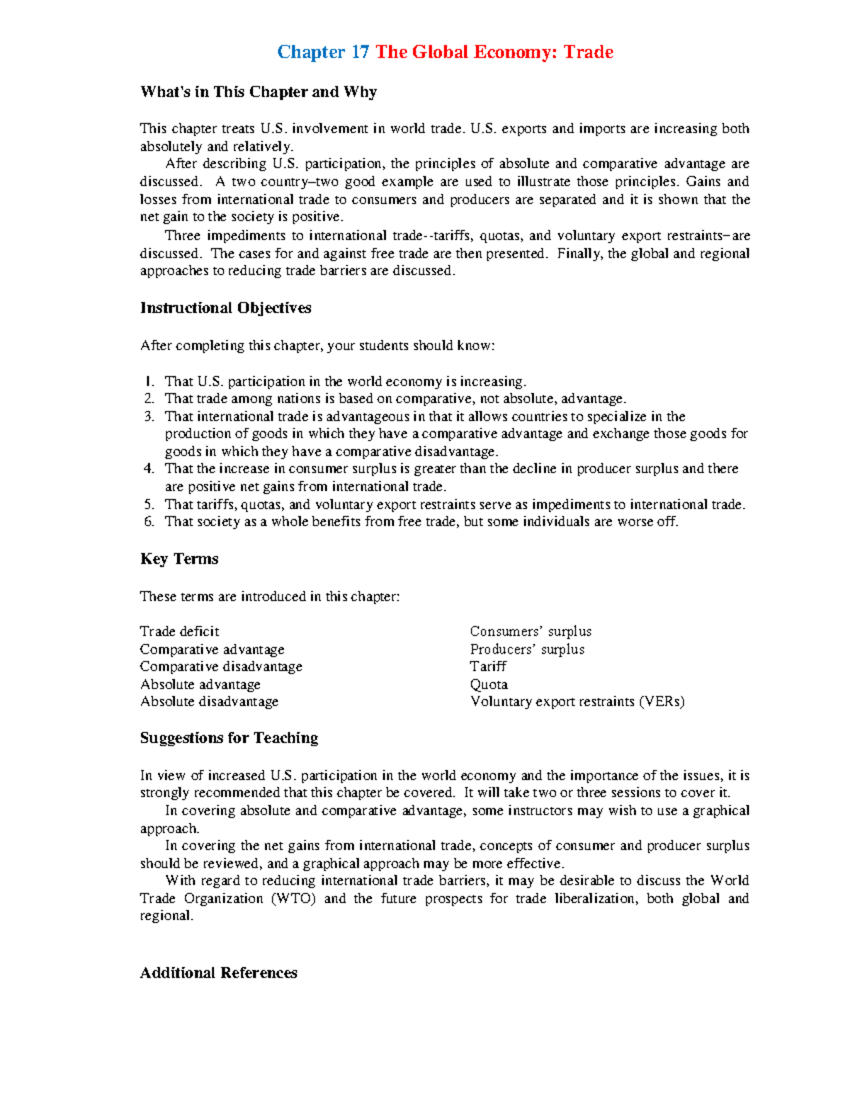Ch17 The Global Economy Trade - Chapter 17 The Global Economy: Trade ...