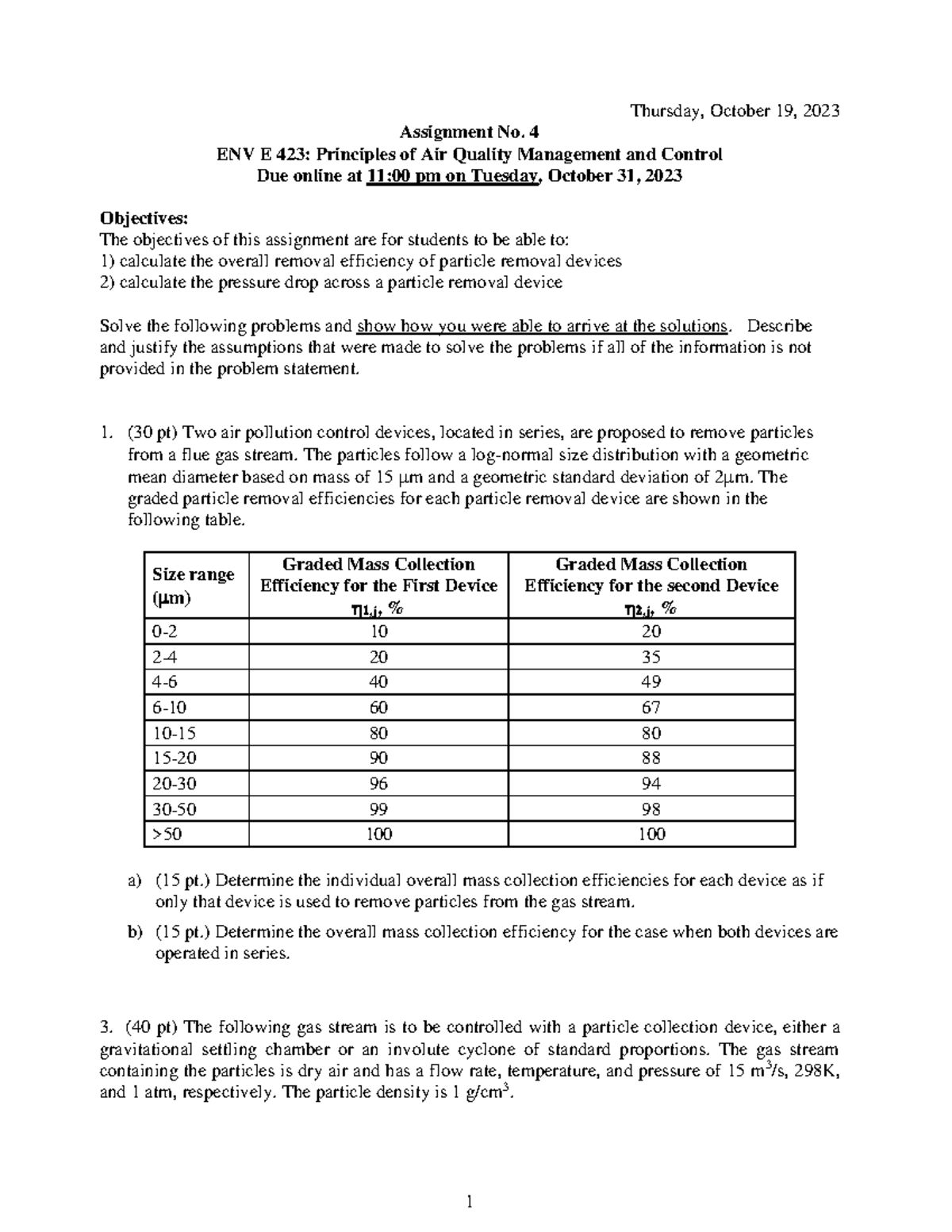 HW4 - Assignment and sol for 423 - 1 Thursday, October 19 , 20 23 ...