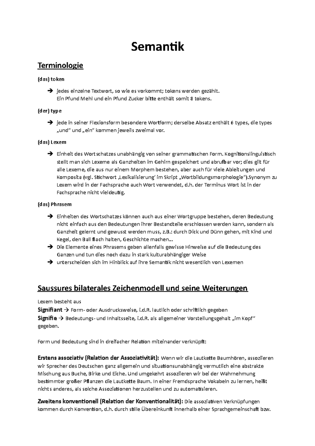 Semantik - Semantik Terminologie (das) token jedes einzelne Textwort ...