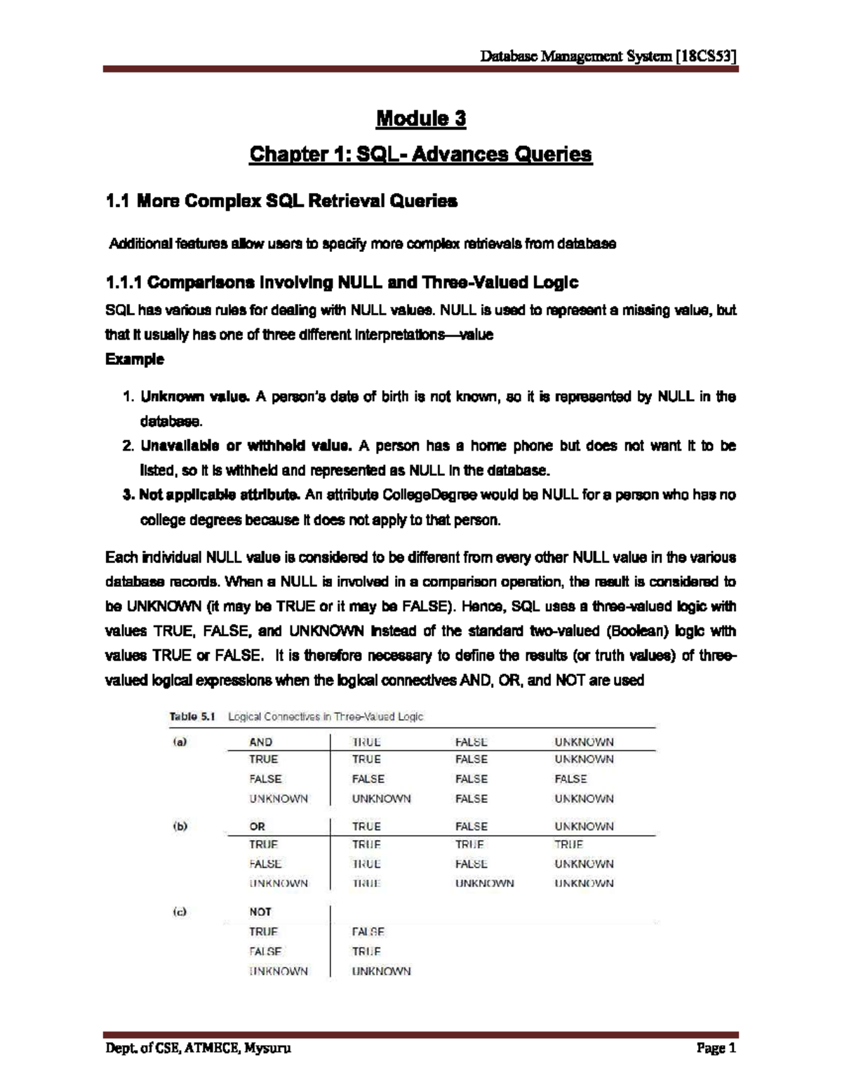 DBMS_Module 3_for vtu students in karnataka - Computer science - StuDocu