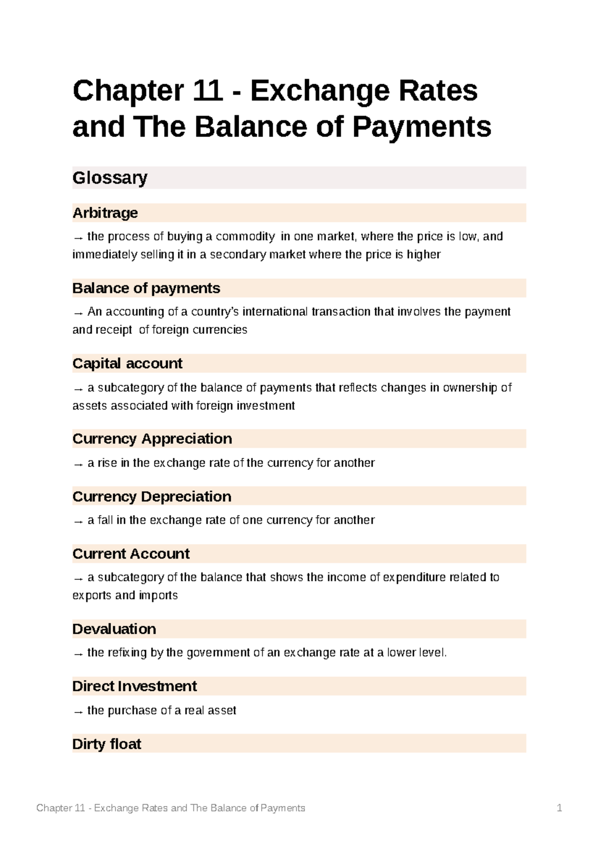 Chapter 11 - Exchange Rates and The Balance of Payments - Chapter 11 ...