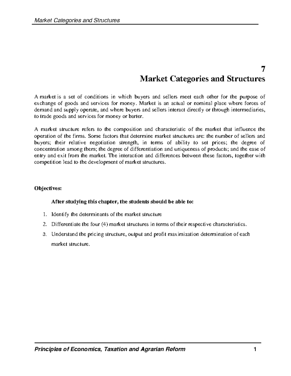 Market Categories and Structures - Market is an actual or nominal place ...