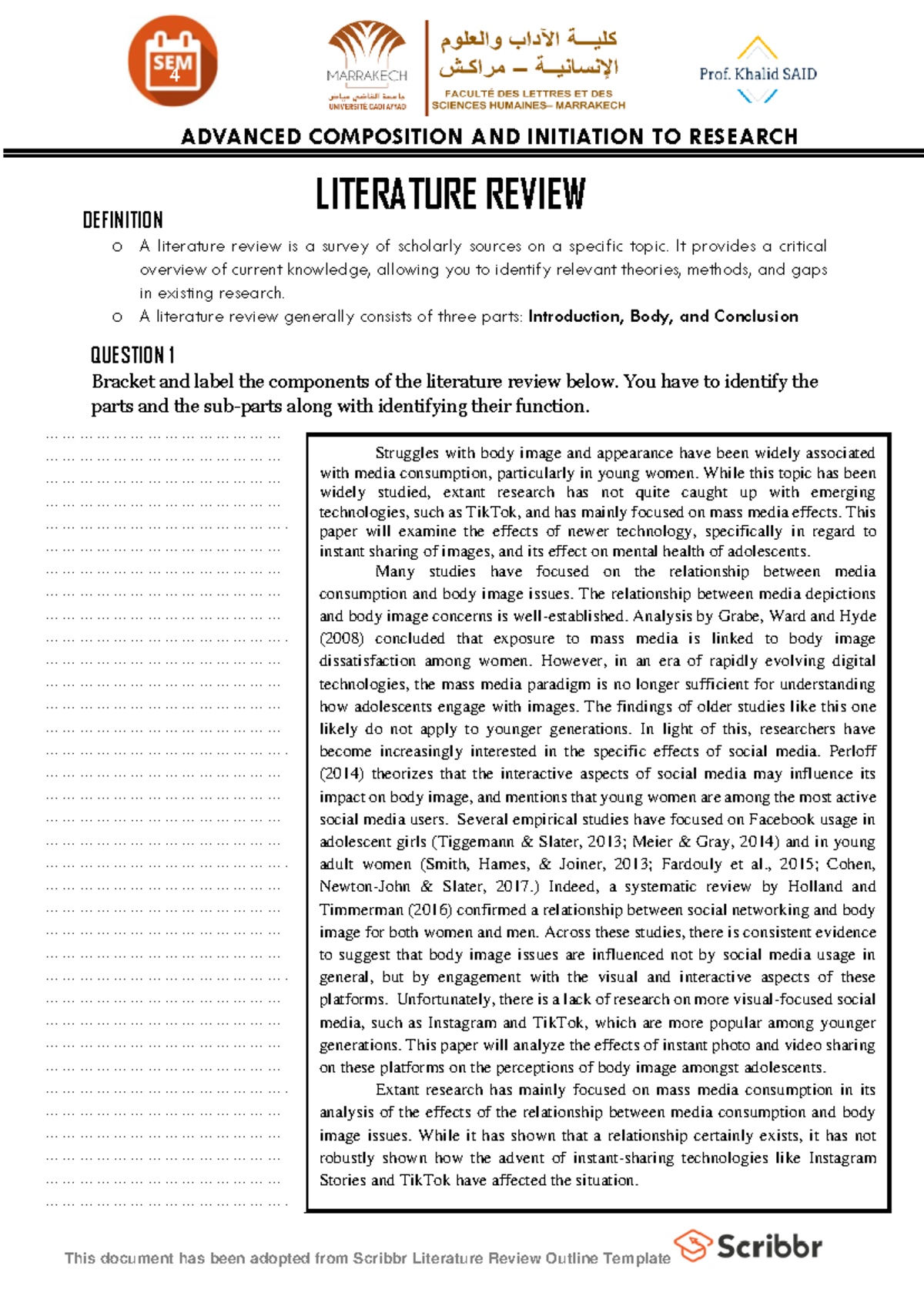 Advanced composition - ADVANCED COMPOSITION AND INITIATION TO RESEARCH ...