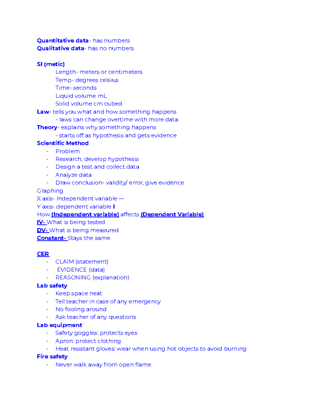 Physical Science - Professor Shannon Halpin - Quantitative data- has ...