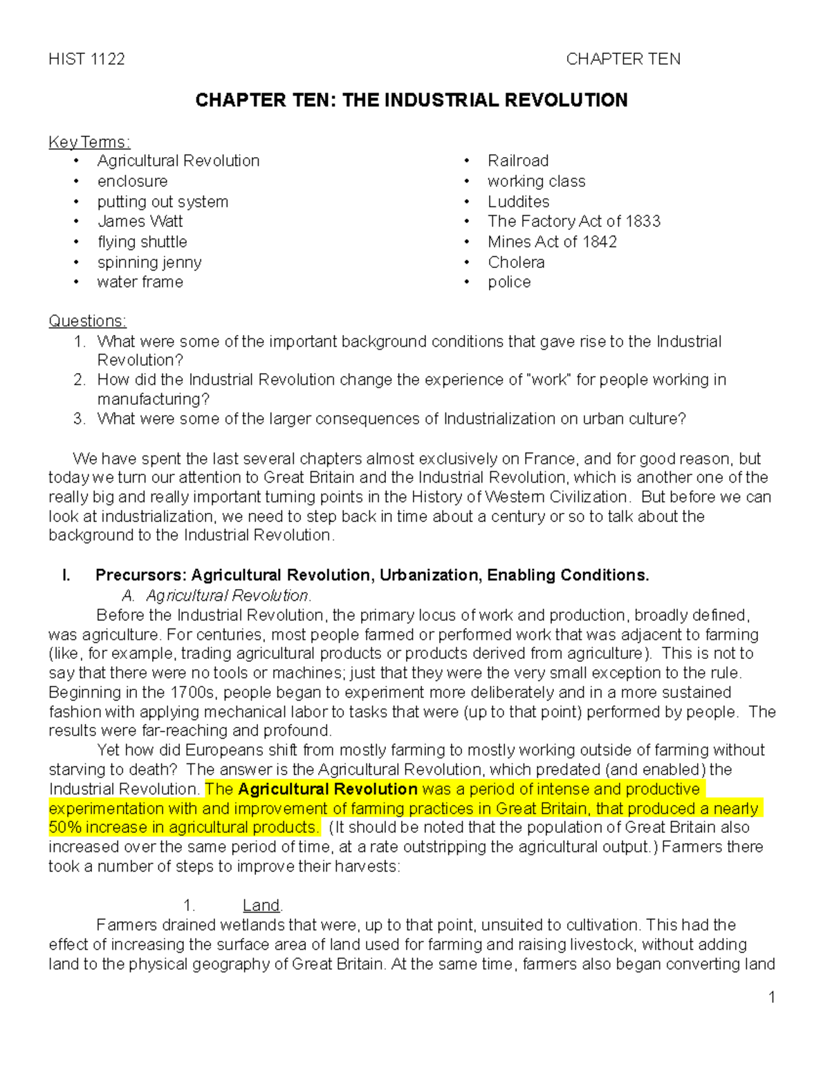 10 The Industrial Revolution- Chapter Reading Assignment - CHAPTER TEN ...
