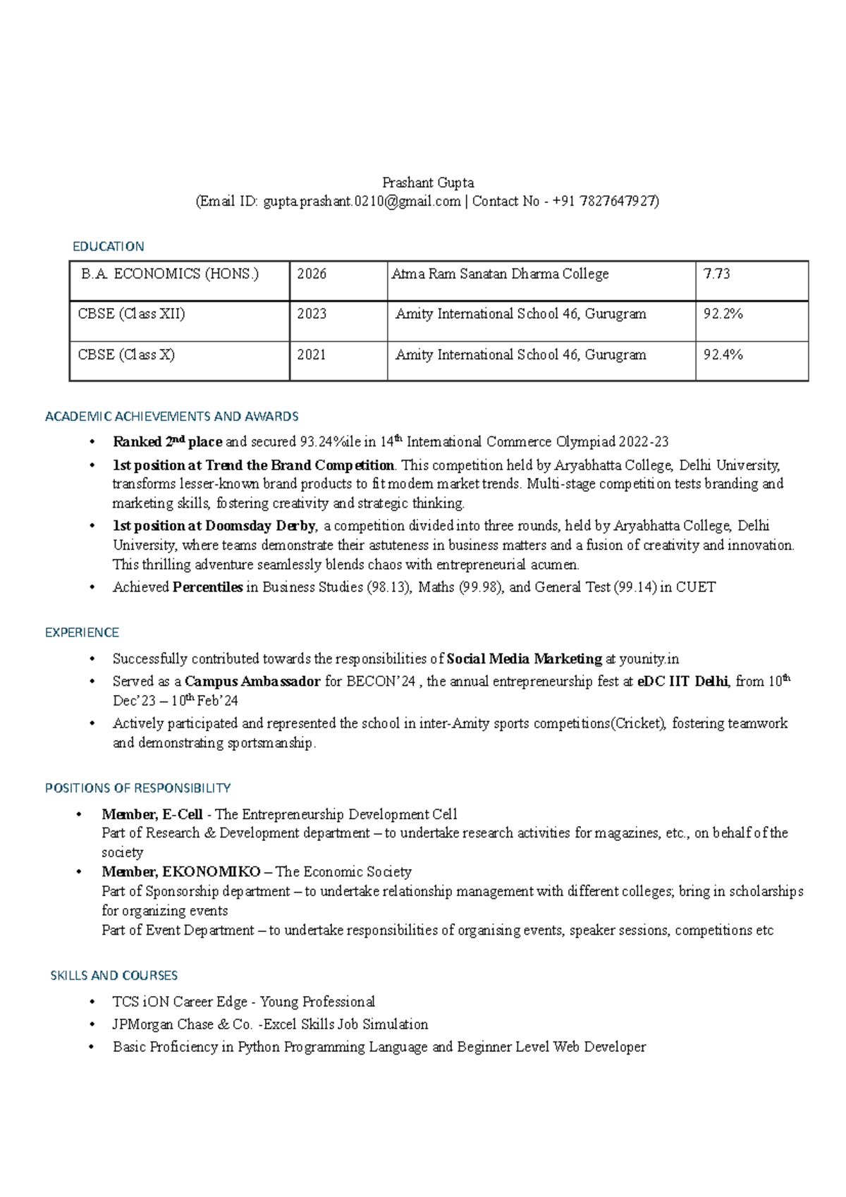 Prashant Gupta CV - Summary Intermediate Microeconomics - Prashant ...