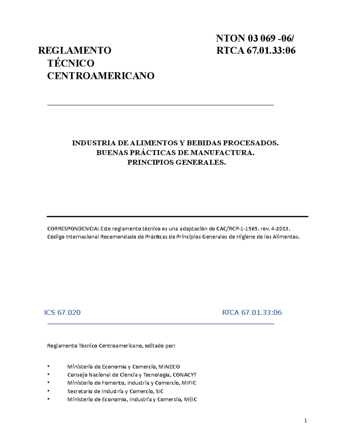 Rtca - Calidad - NTON 03 069 -06/ REGLAMENTO RTCA 67.01: TÉCNICO ...